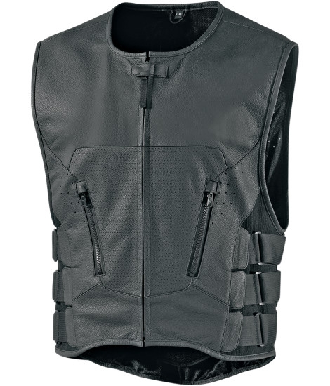 Gilet Cuir ICON REGULATOR STRIPPED - ICON / Blousons / Vestes / Cuir